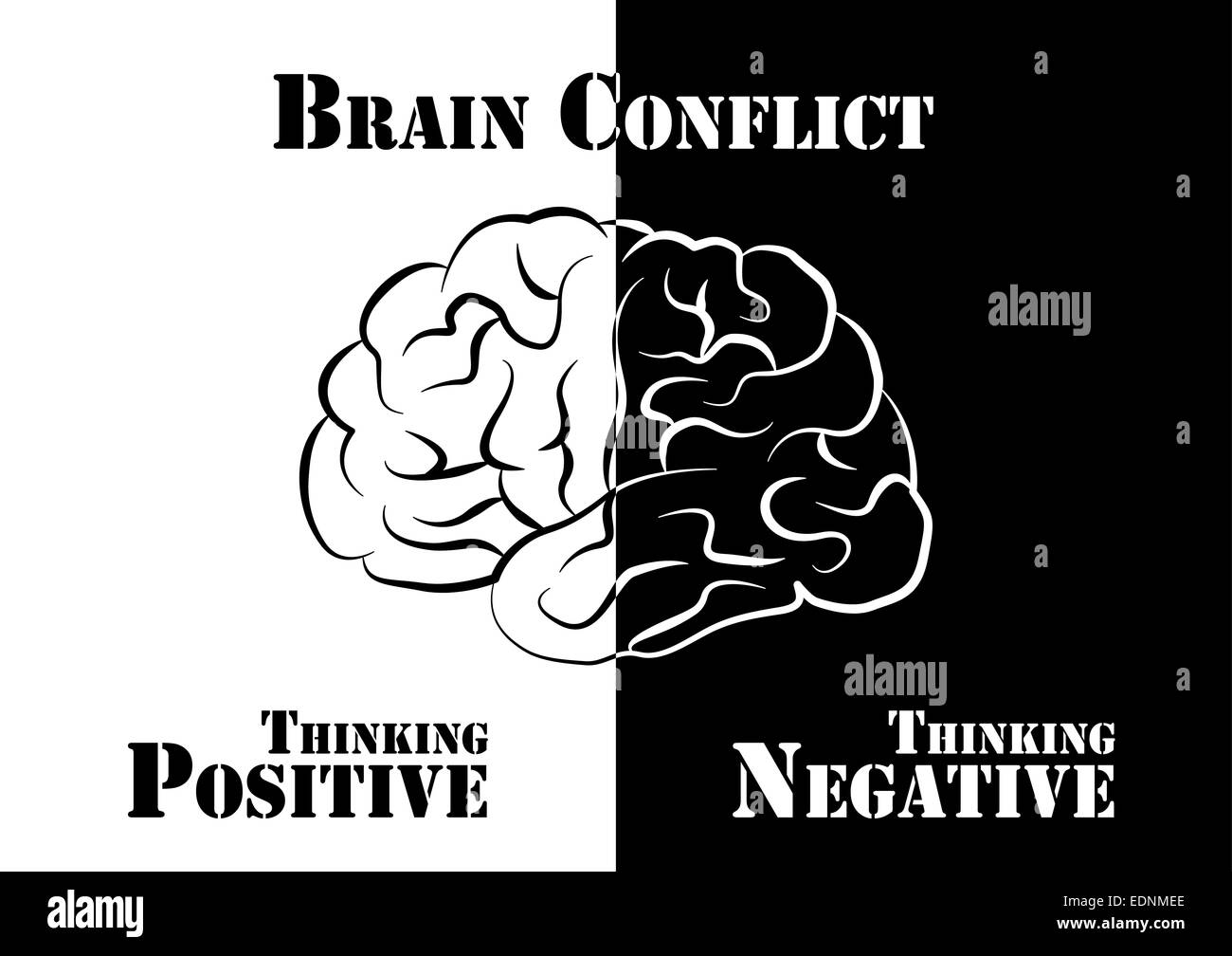 "Brain Conflict" The human have both positive and negative thinking ...