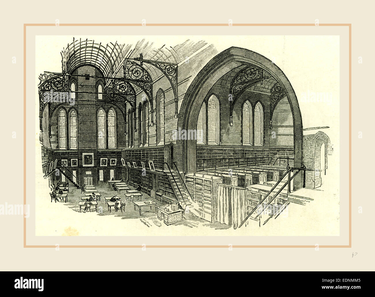 New York, Columbia College, Interior of the Library, 1891, USA Stock ...