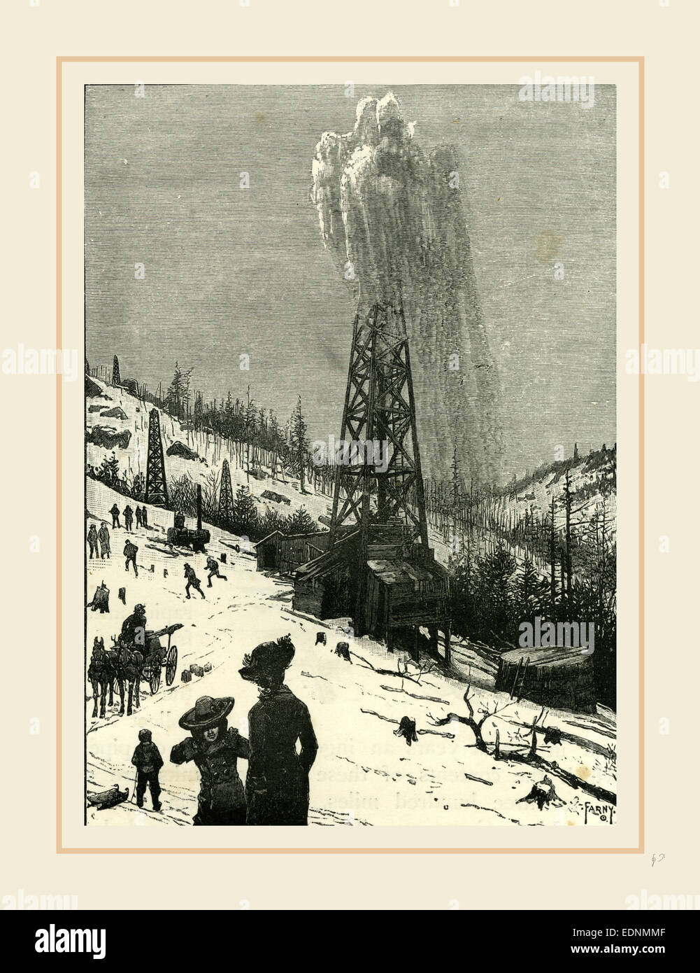 Pennsylvania, Shooting a Well, 19th century, USA Stock Photo - Alamy