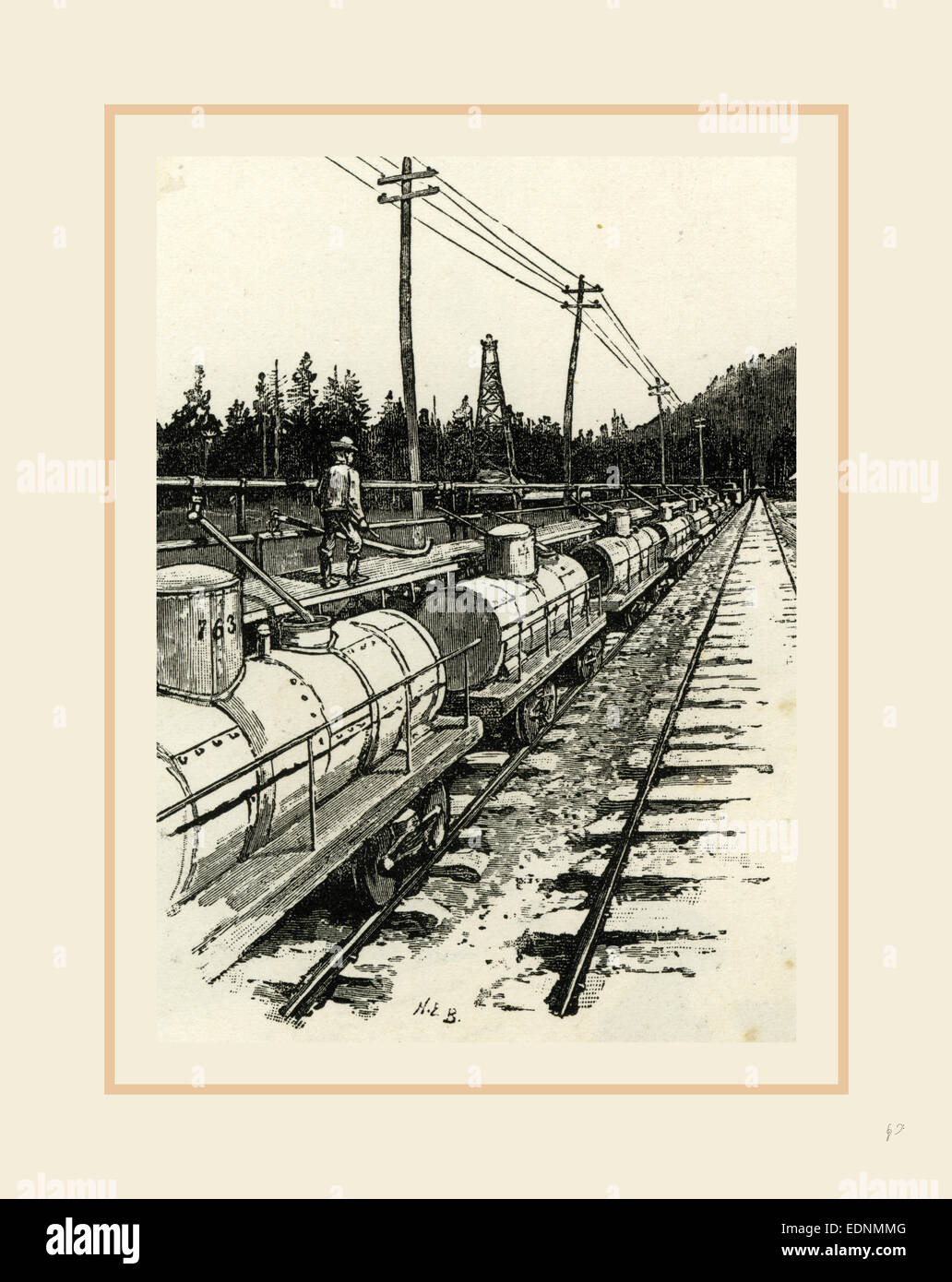 Pennsylvania, an Oil Siding, Petroleum Train, and Pumping Station, 19th ...