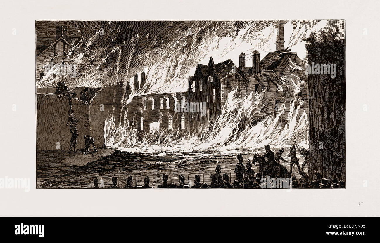 VIEW OF THE FIRE FROM NEWMARKET, LONDON, UK, 1875 Stock Photo - Alamy