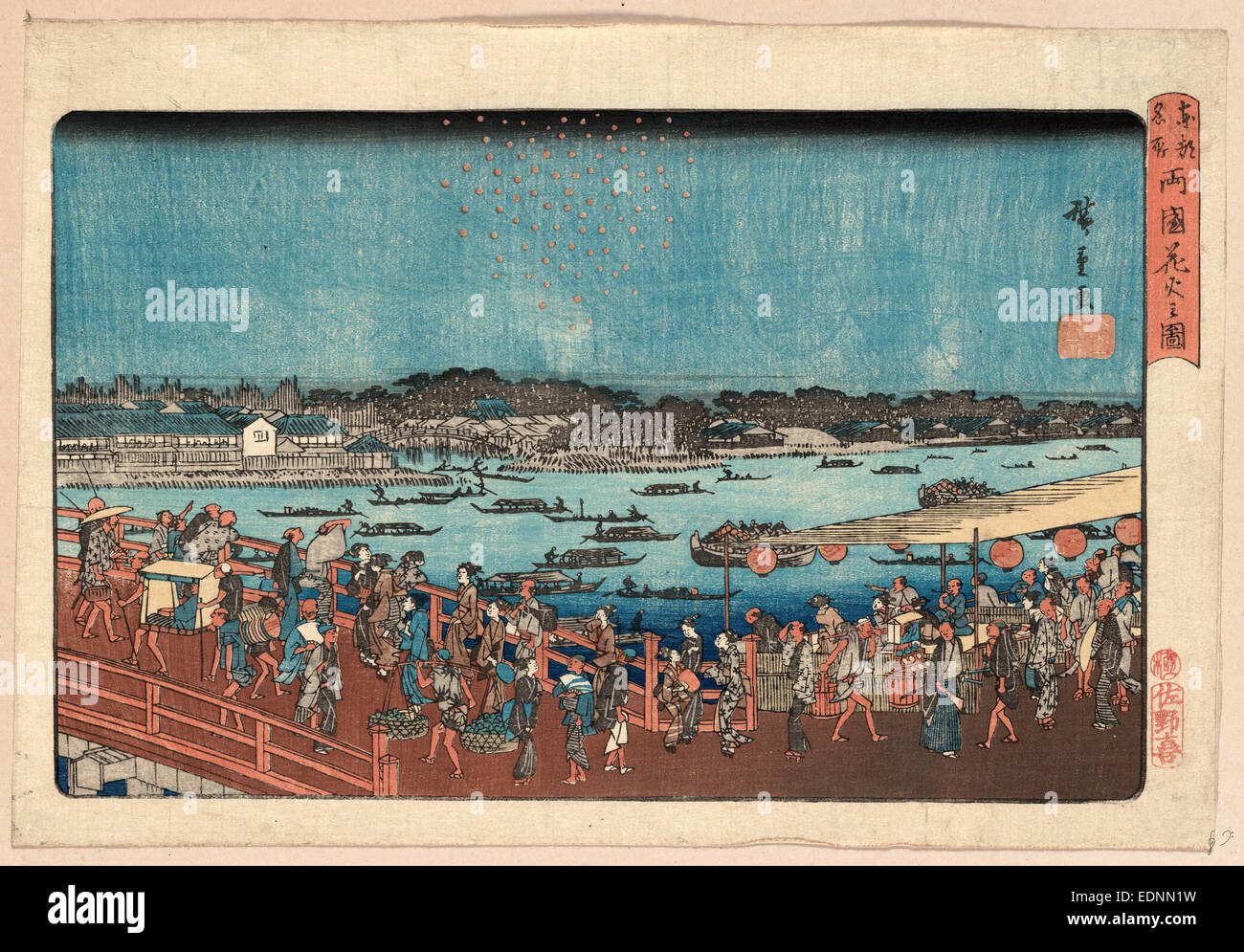 Ryogoku hanabi no zu, Fireworks at Ryogoku., Ando, Hiroshige, 1797-1858 ...