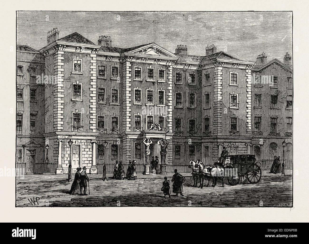 SCHOMBERG HOUSE, 1820. London, UK, 19th century engraving Stock Photo ...