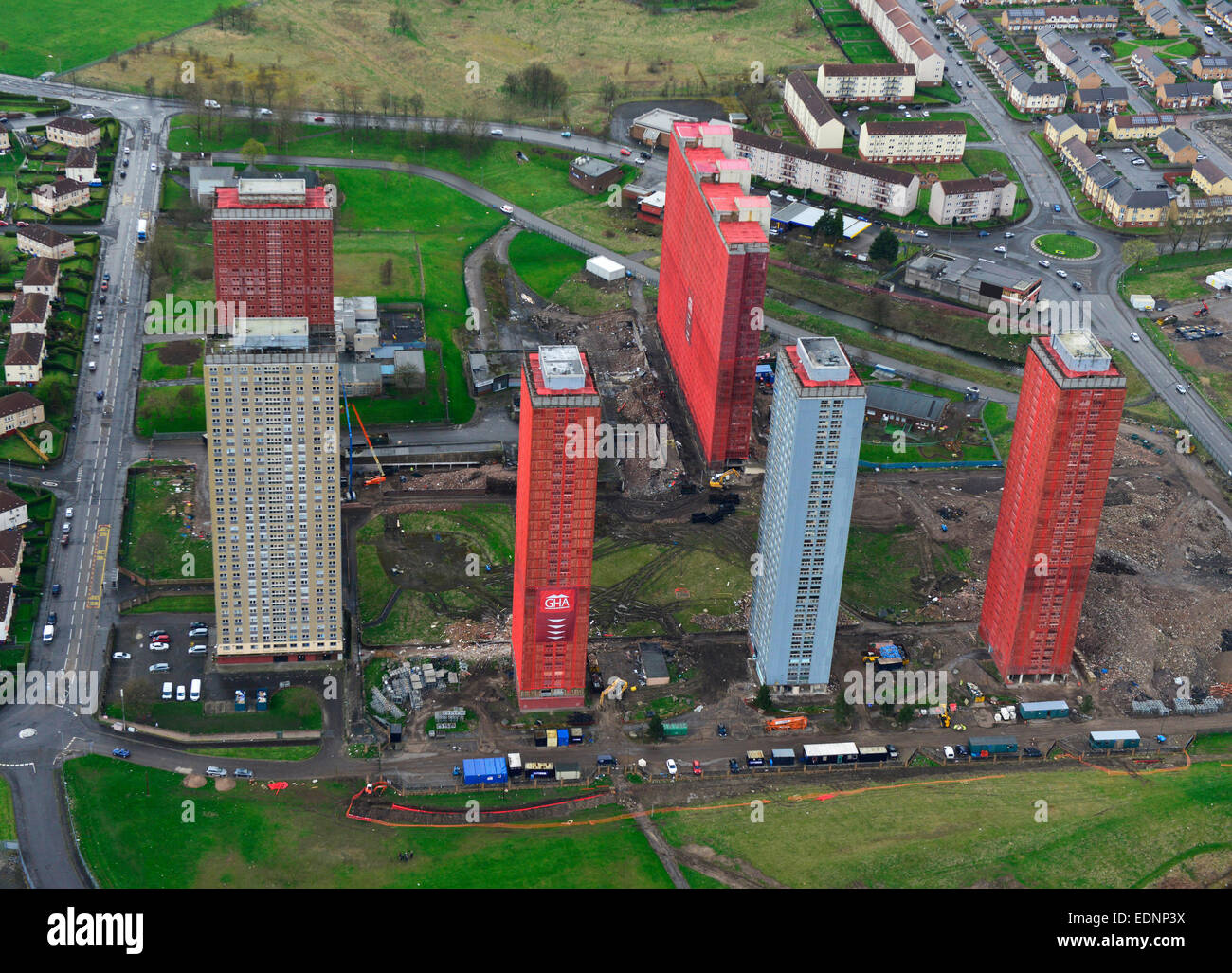 aerial view of the Red Road flats, Glasgow Stock Photo - Alamy