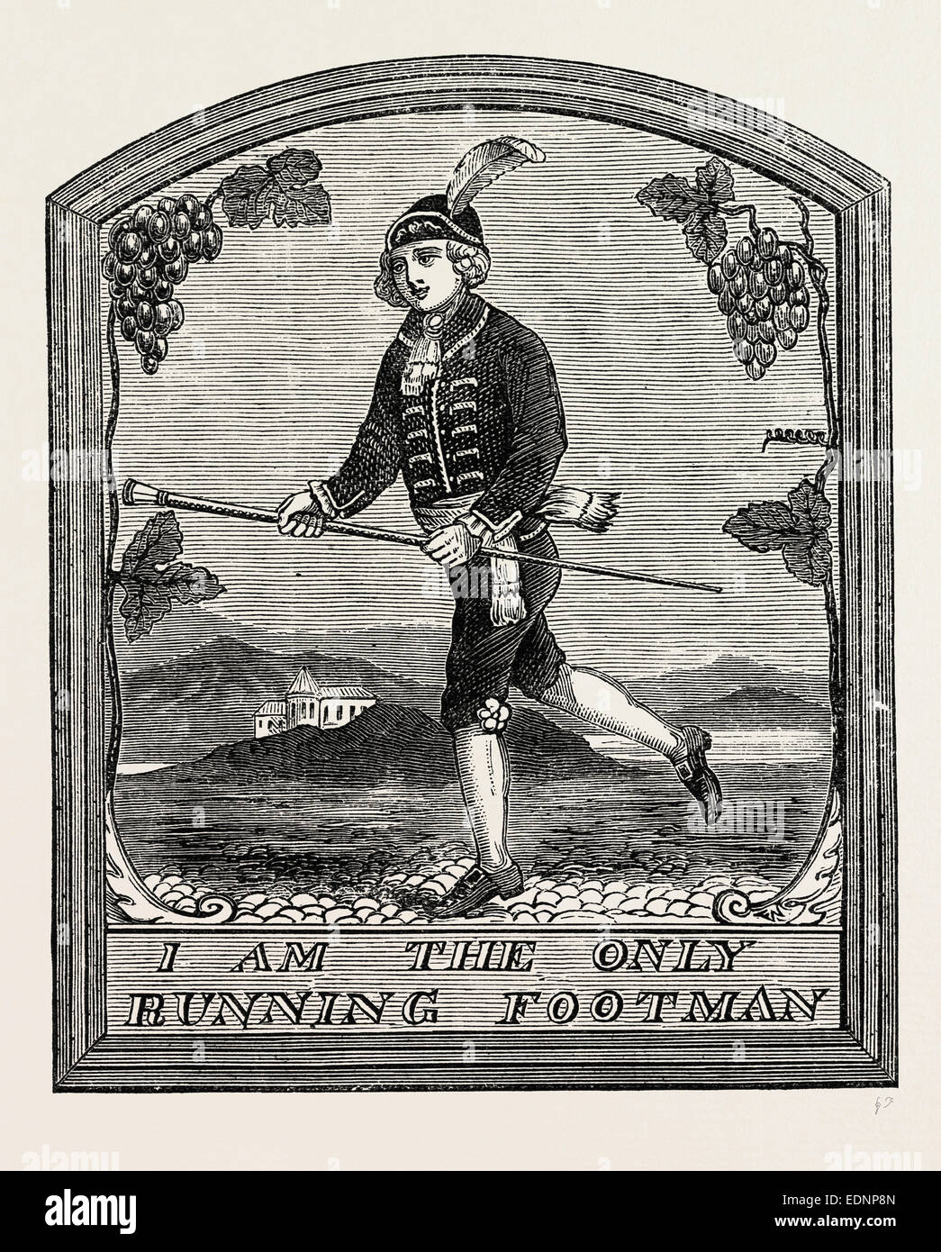 THE SIGN OF "THE RUNNING FOOTMAN." London, UK, 19th century engraving ...