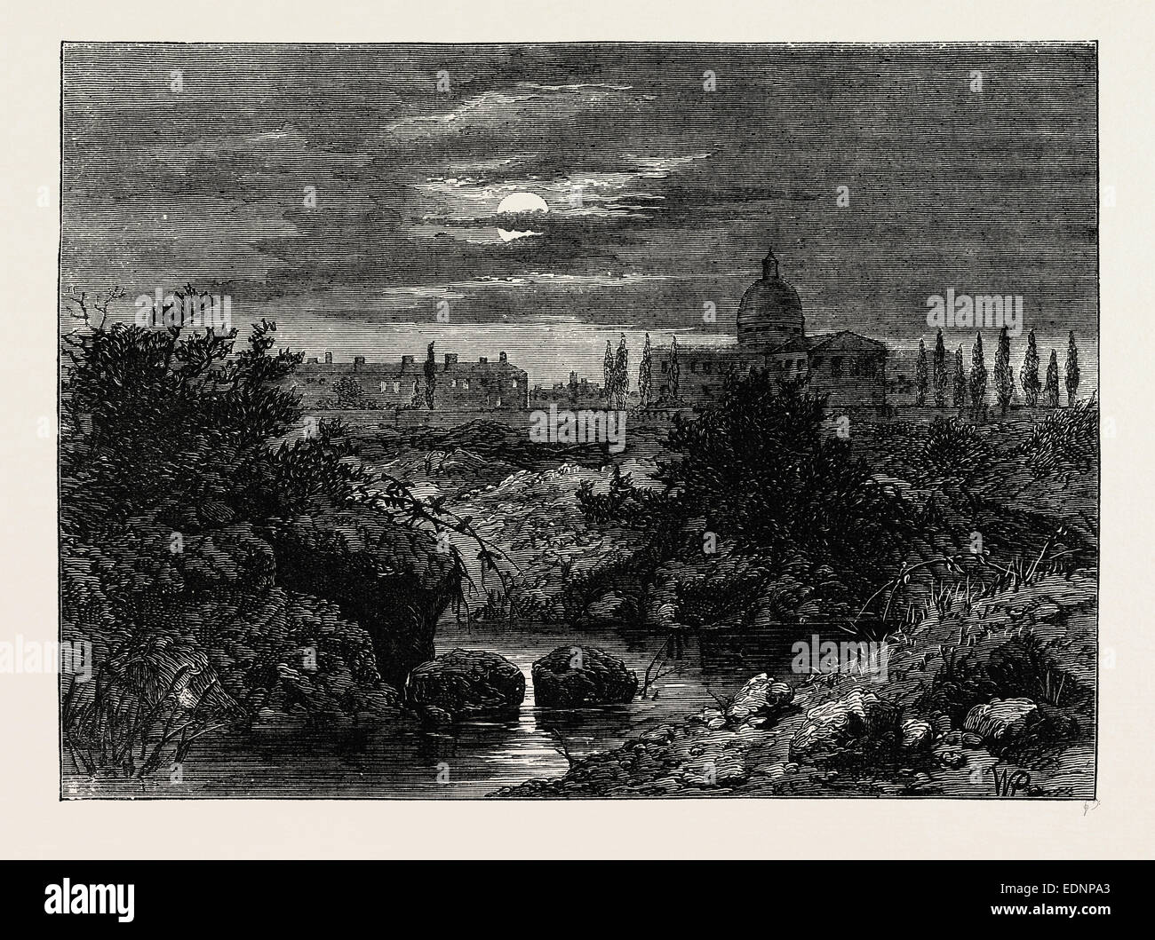 THE FIELD OF THE FORTY FOOTSTEPS. London, UK, 19th century engraving ...