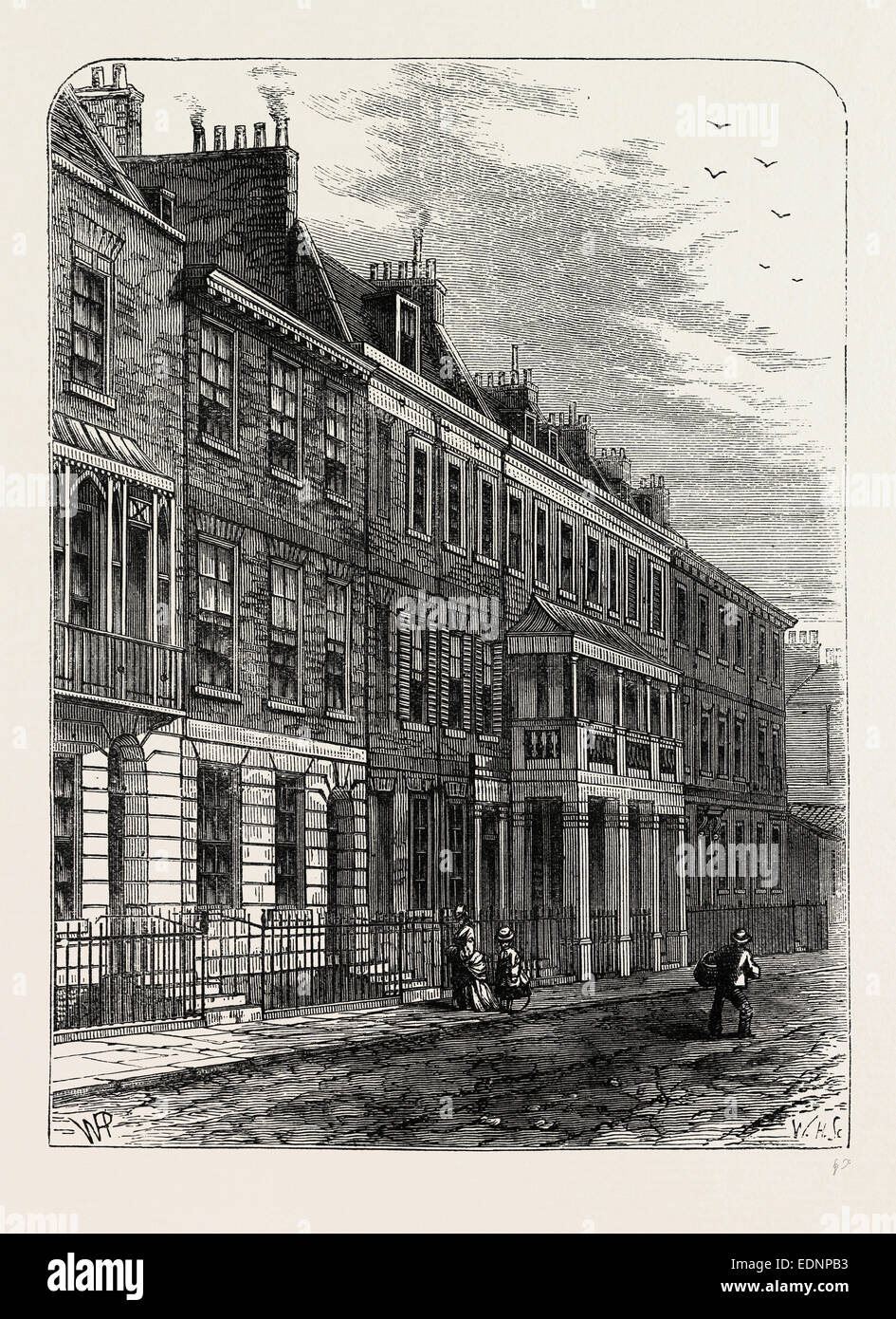 CARLYLE'S HOUSE, GREAT CHEYNE ROW. London, UK, 19th century engraving ...