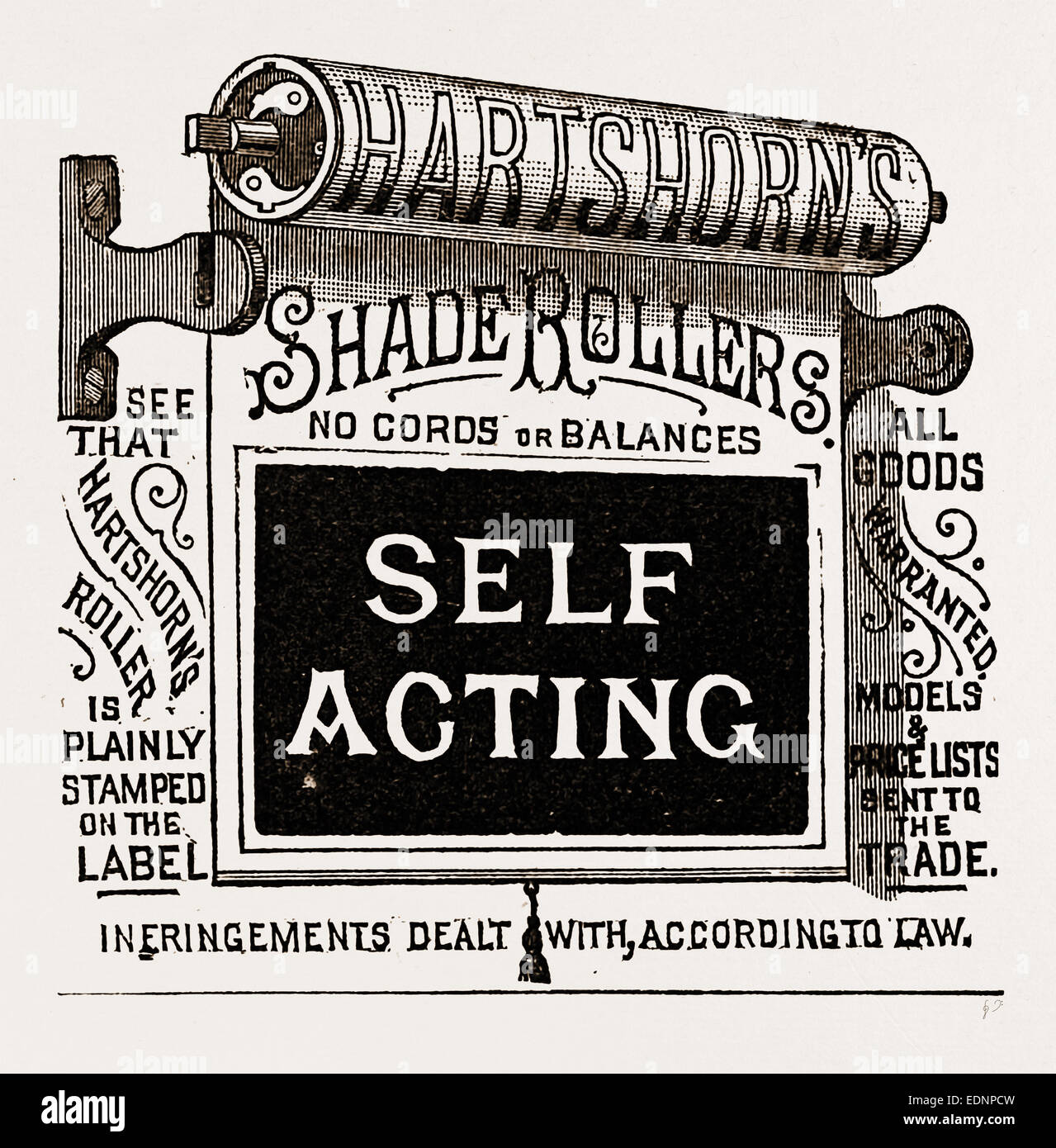 Shade Rollers, Self Acting, 19th century engraving Stock Photo - Alamy