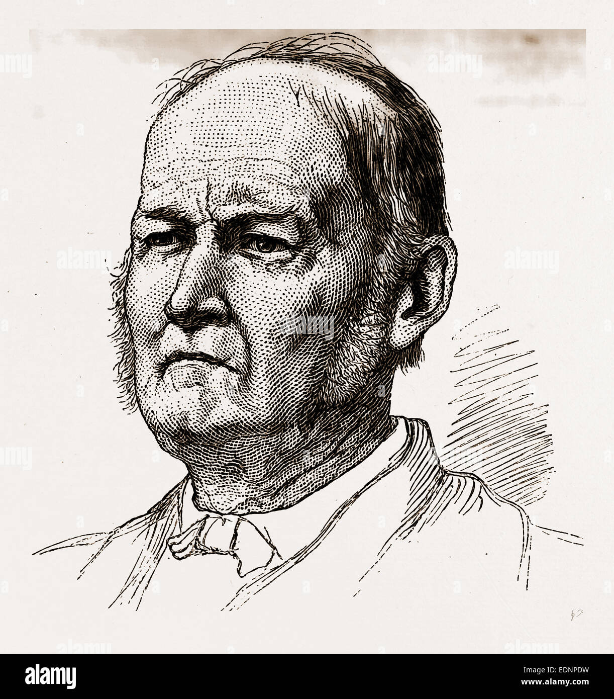 WILLIAM BATCHELOR, Aged 94, 1880, USA, America, 19th century engraving ...