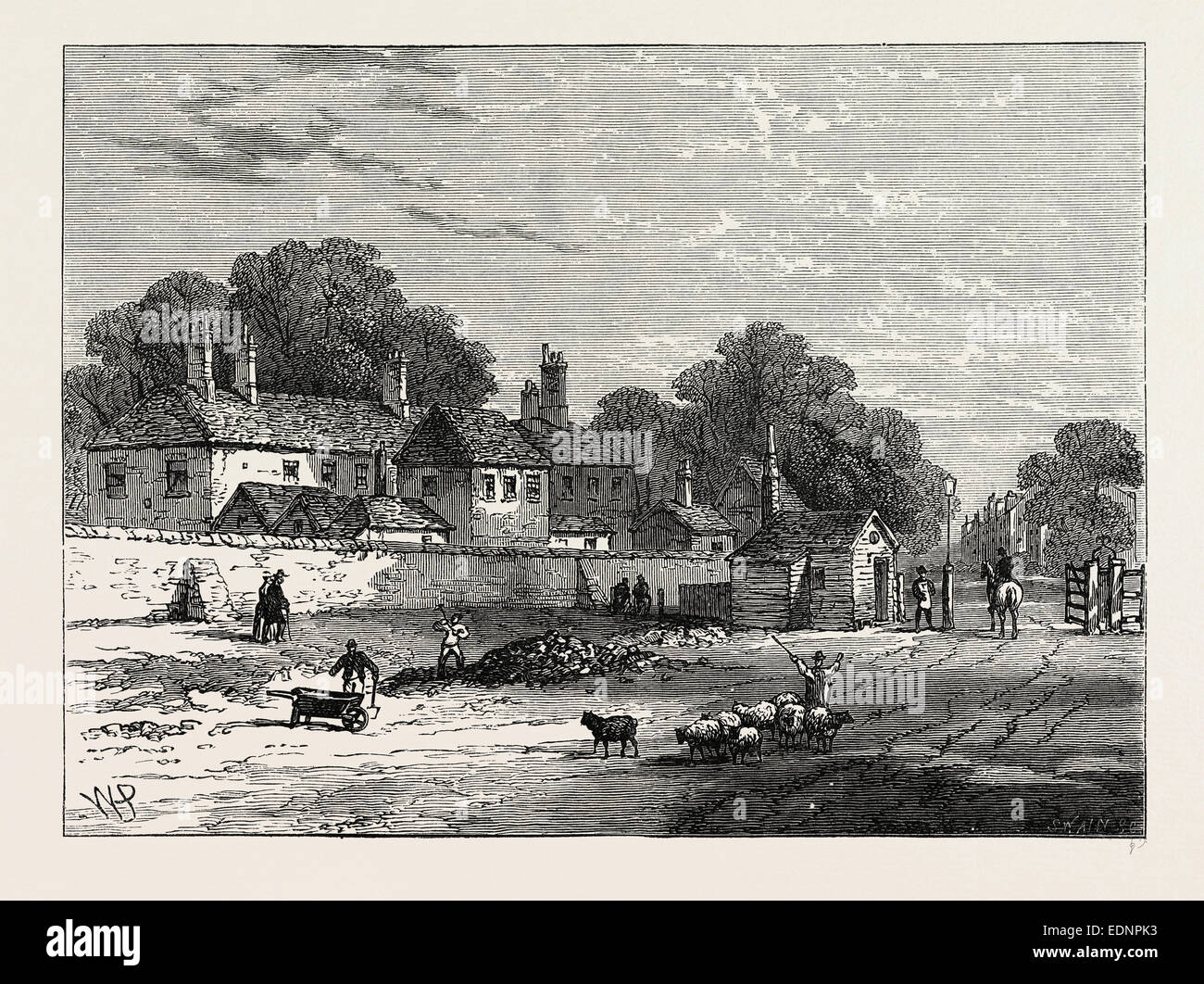 THE OLD TURNPIKE, KENSINGTON, IN 1820. London, UK, 19th century ...
