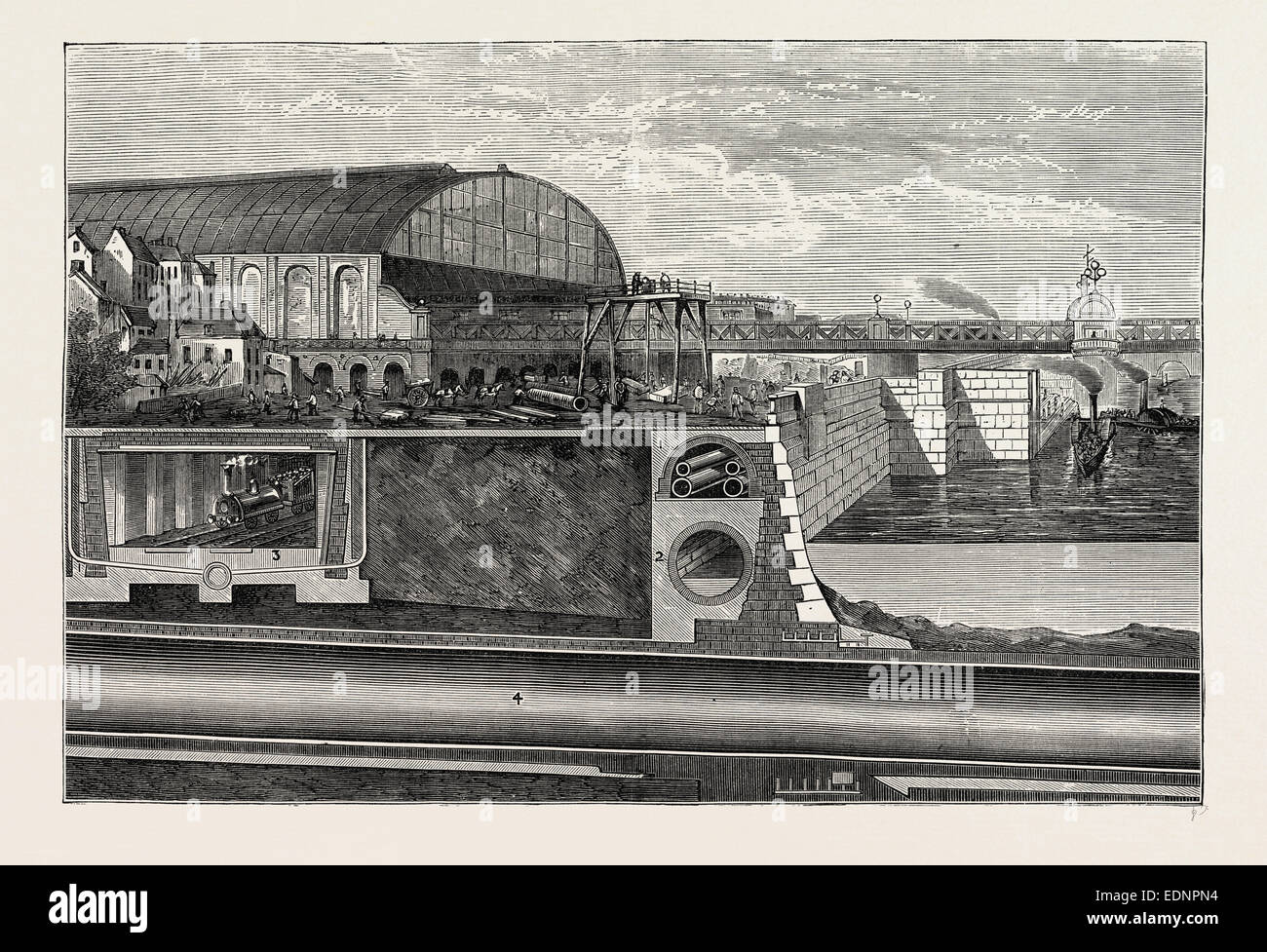 SECTION OF THE THAMES EMBANKMENT, 1867. London, UK, 19th century ...