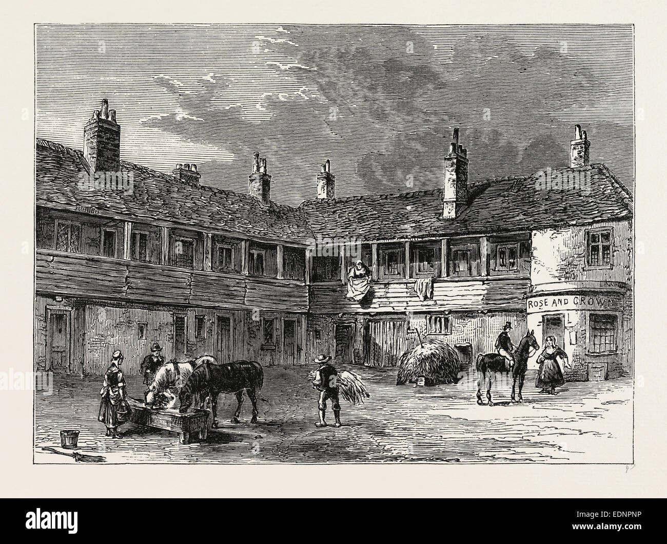 COURT-YARD OF THE "ROSE AND CROWN," 1820. London, UK, 19th century ...