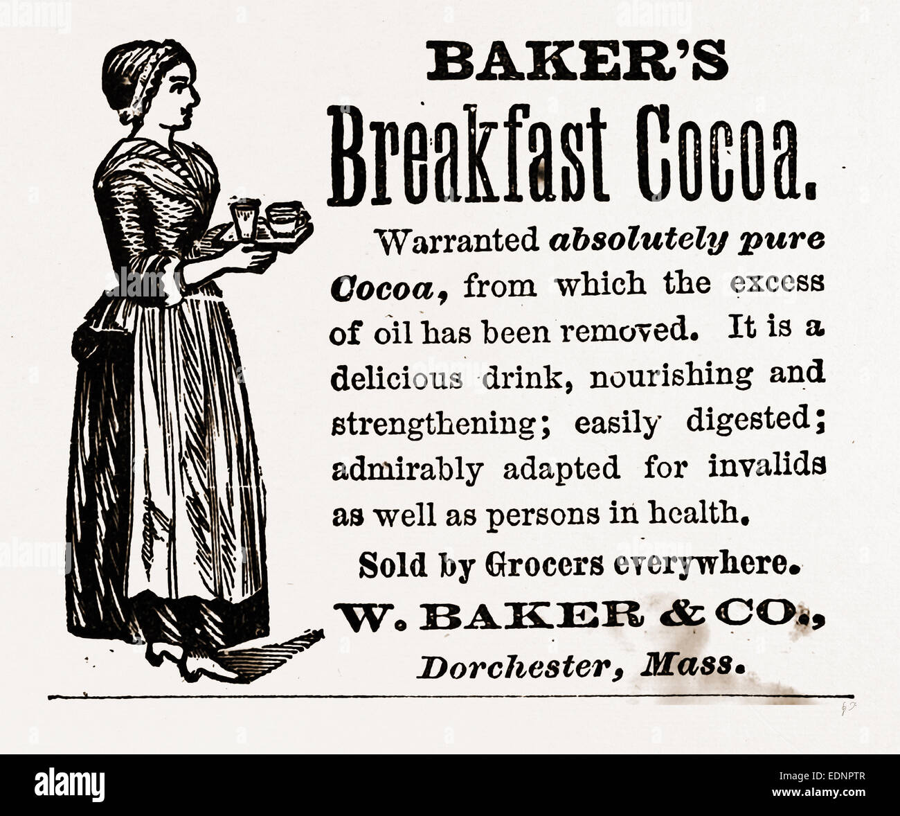 Baker's Breakfast Cocoa", 1880, 19th century engraving, USA, America ...