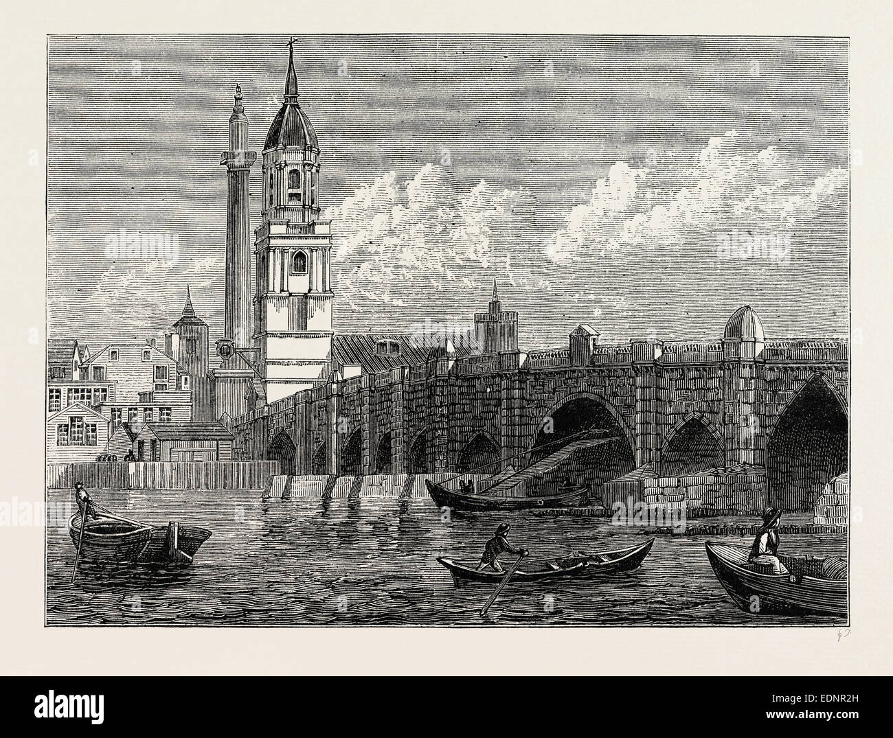 LONDON BRIDGE. London, UK, 19th century engraving Stock Photo - Alamy