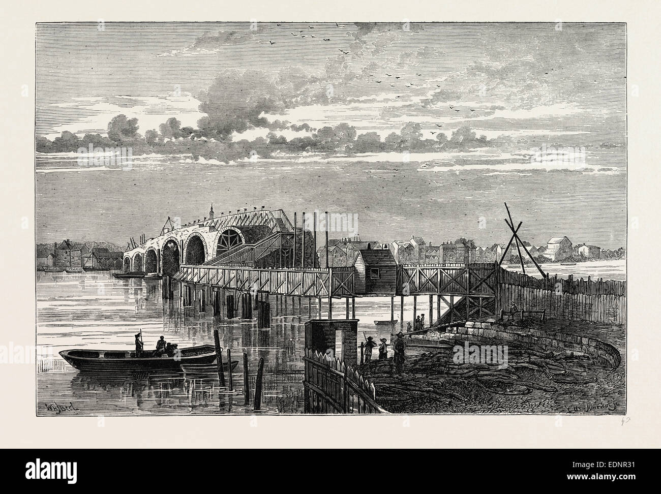 Blackfriars old bridge, London, UK, 19th century engraving Stock Photo ...