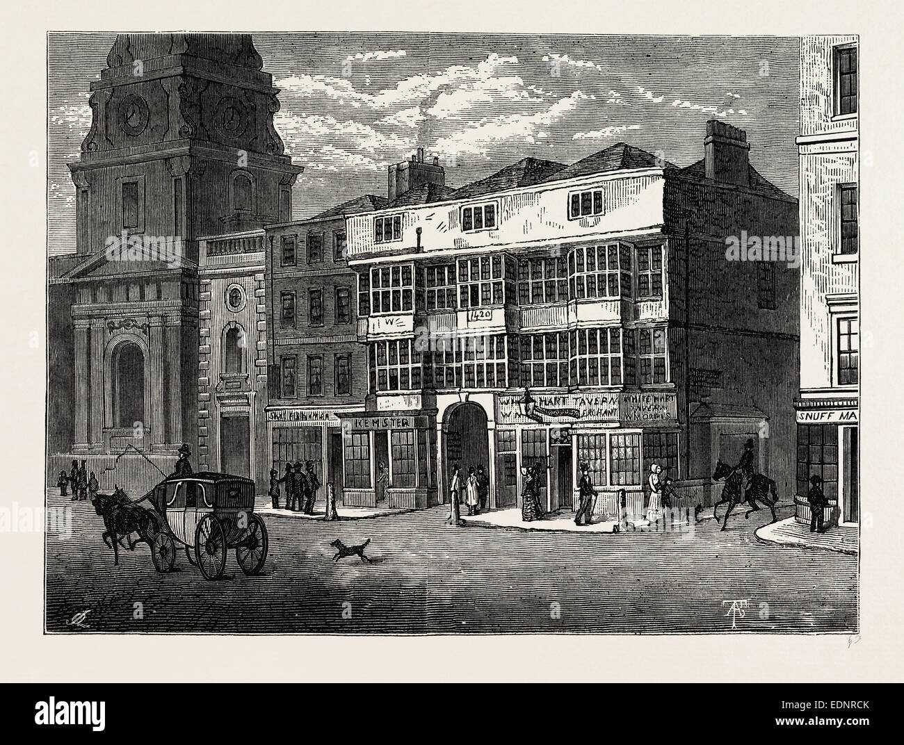 THE WHITE HART, BISHOPSGATE STREET, IN 1810. London, UK, 19th century ...