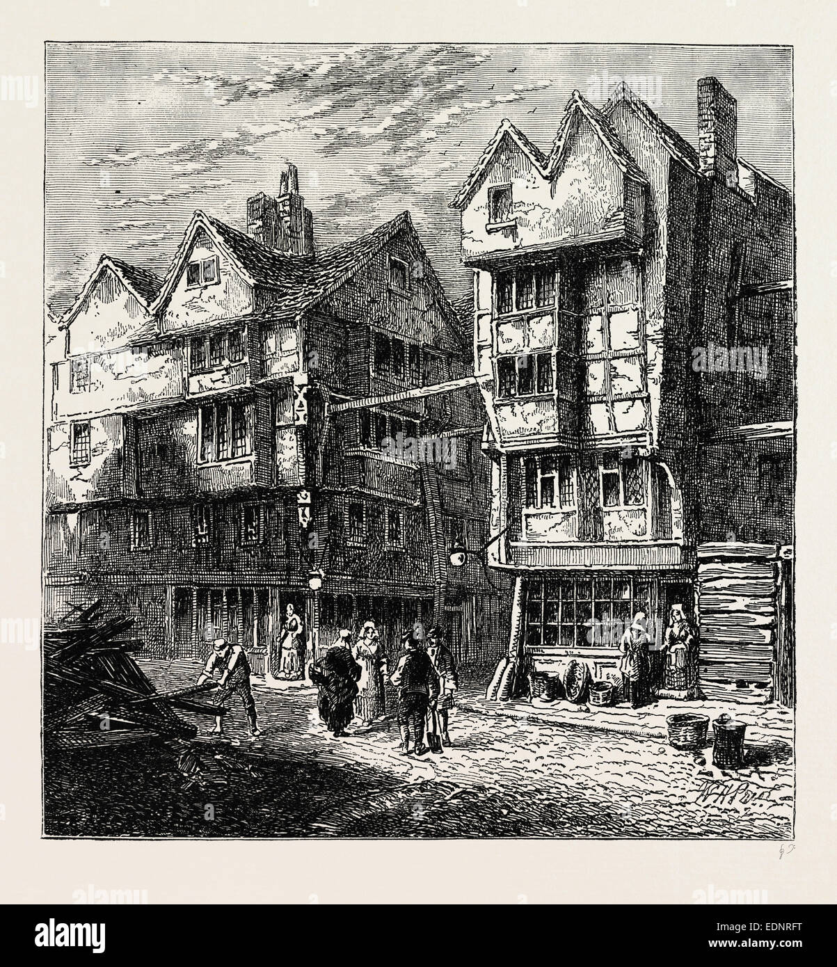 OLD HOUSES FORMERLY STANDING IN BUTCHER'S ROW, 1800, London, UK, 19th ...