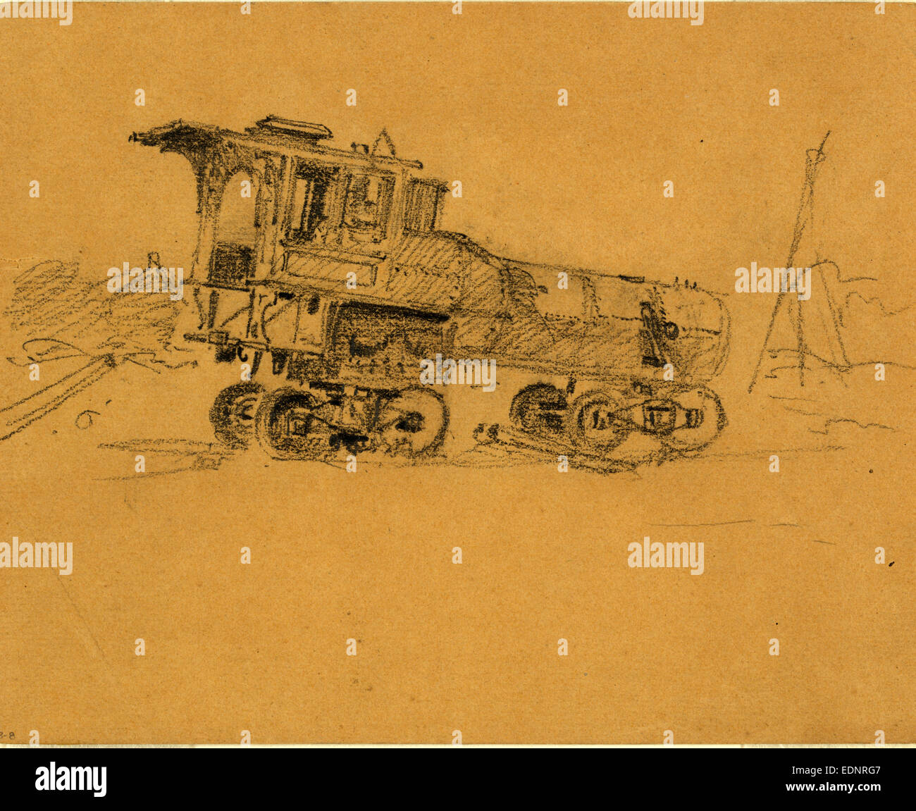 Locomotive, 1860-1865, drawing, 1862-1865, by Alfred R Waud, 1828-1891 ...