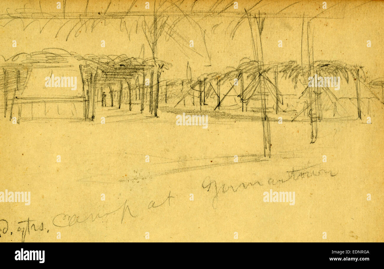Hd. qtrs. camp at Germantown, 1860-1865, drawing, 1862-1865, by Alfred ...