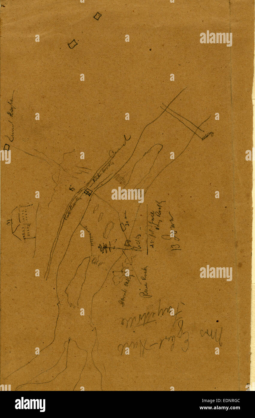 Map of battlefield, 1865 March 11, drawing, 1862-1865, by Alfred R Waud ...