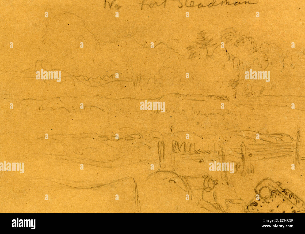 Nr Fort Steadman, 1864-1865, drawing, 1862-1865, by Alfred R Waud, 1828 ...