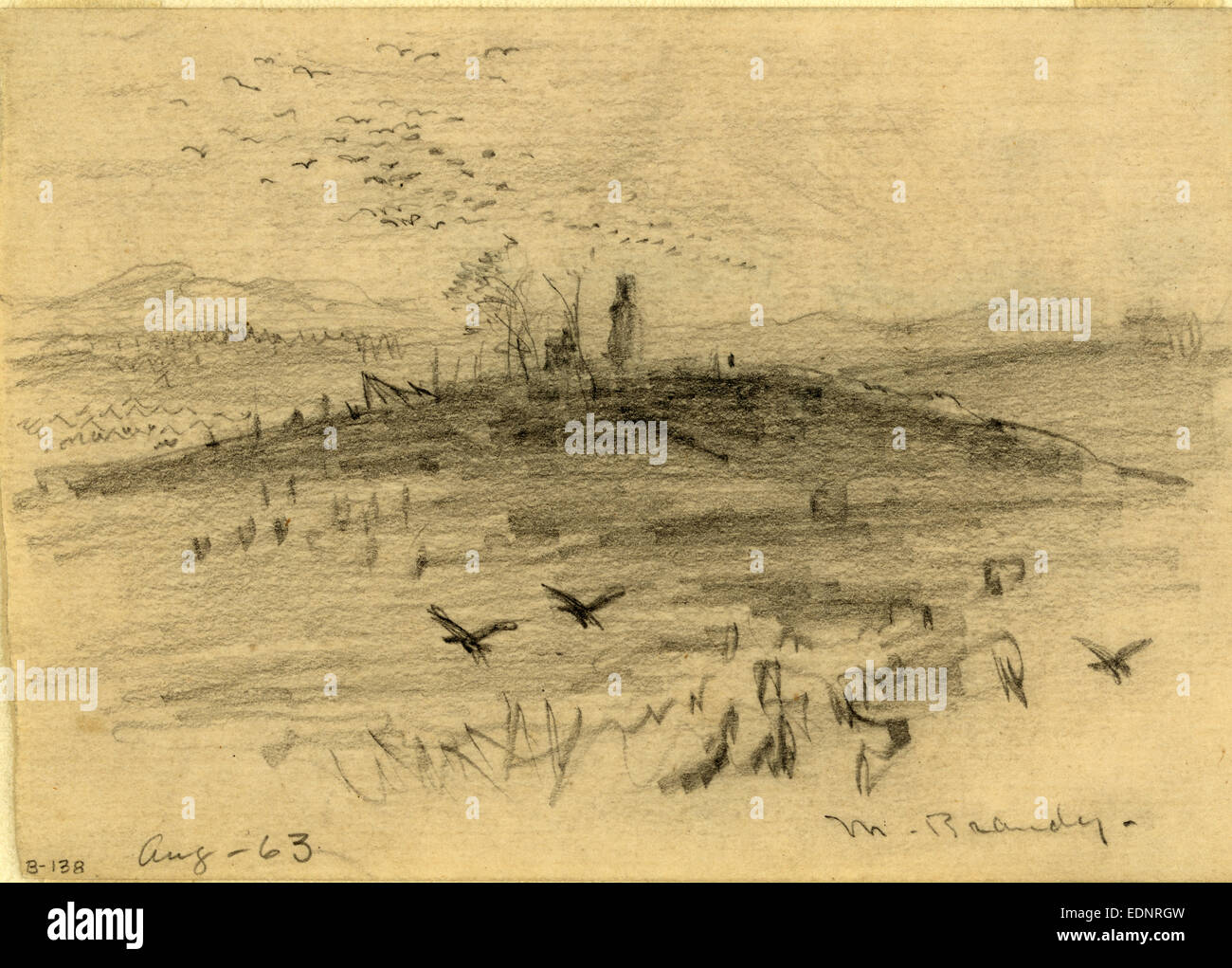 Nr. Brandy, 1863 August, drawing, 1862-1865, by Alfred R Waud, 1828 ...