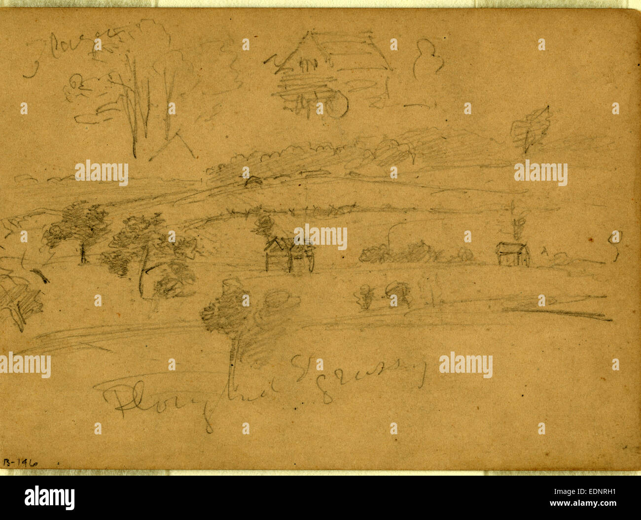 Battlefield landscape, 1860-1865, drawing, 1862-1865, by Alfred R Waud ...