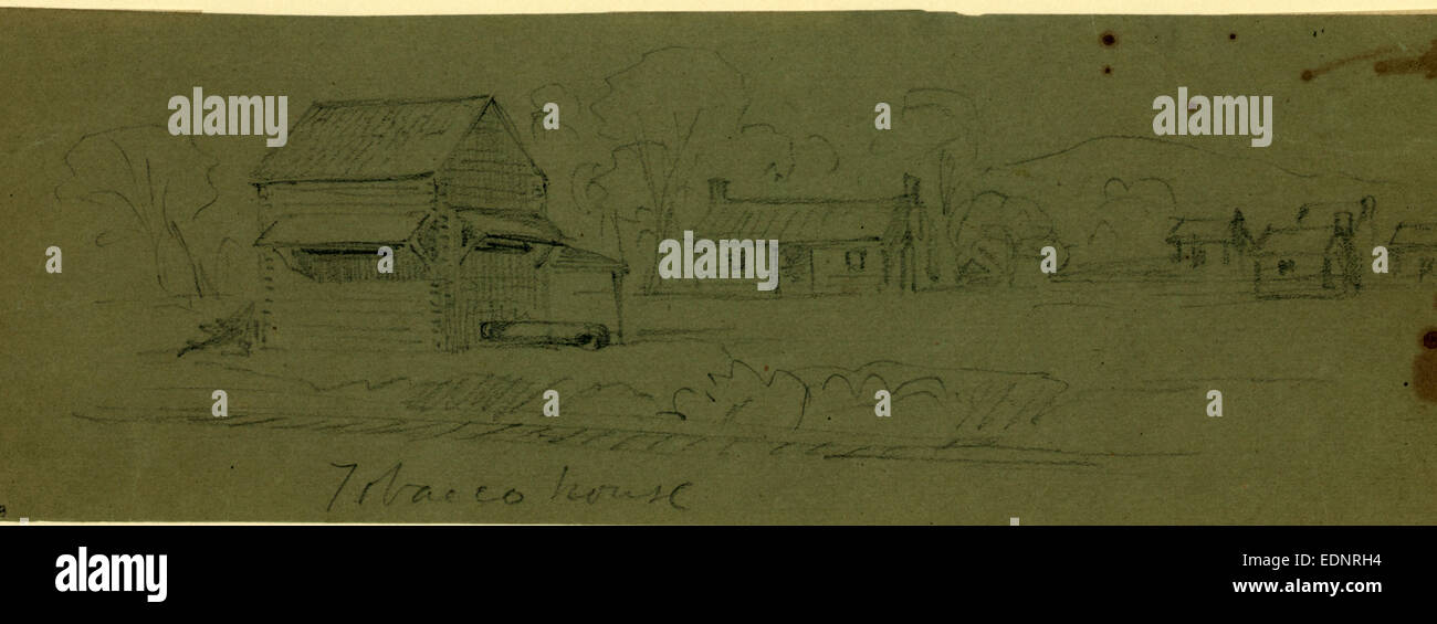 Tobacco house, 1860-1865, drawing, 1862-1865, by Alfred R Waud, 1828 ...