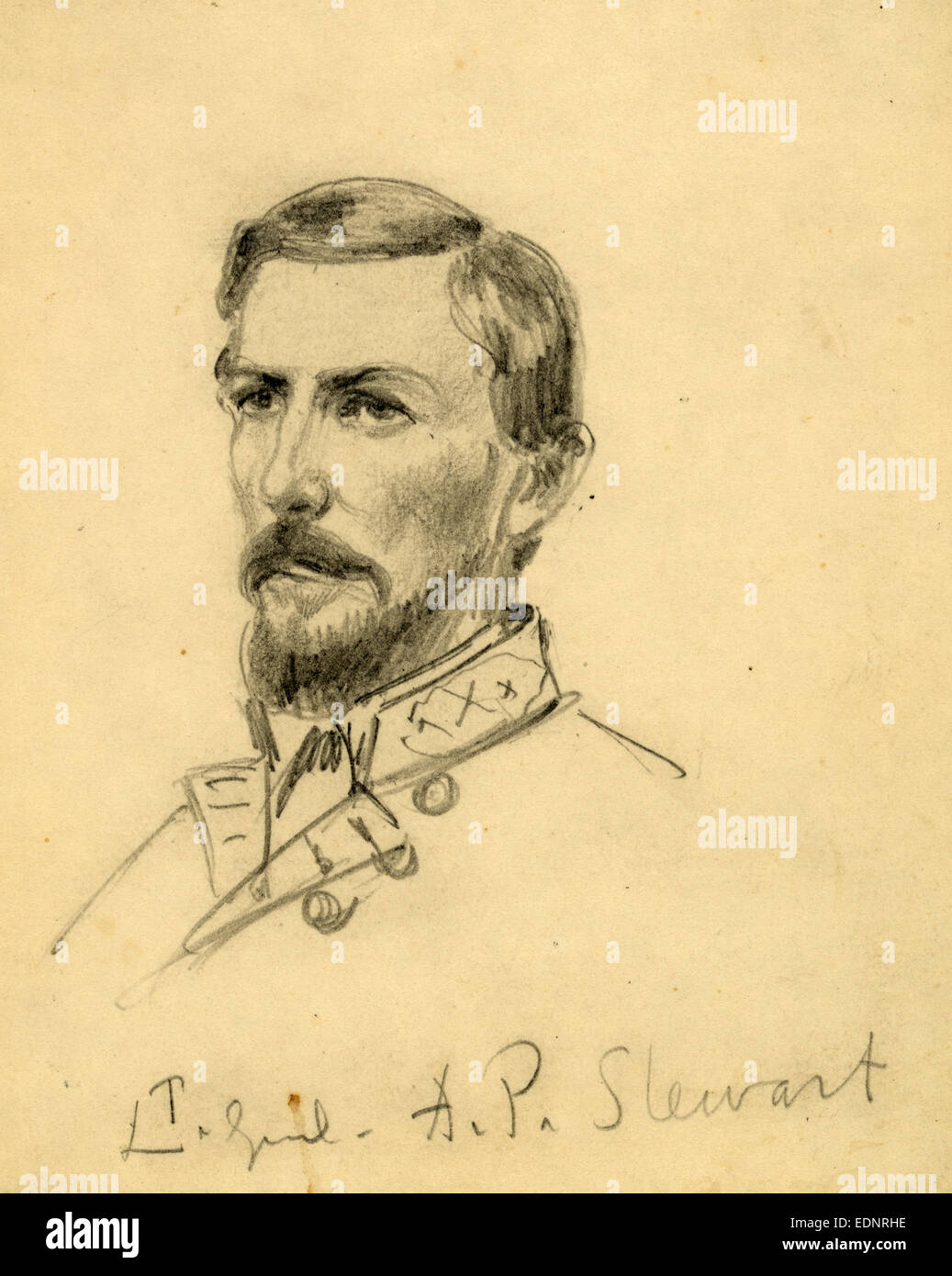 Lt. Genl. A.P. Stewart, 1864-1865, drawing, 1862-1865, by Alfred R Waud ...