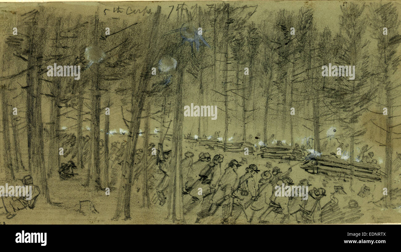 5th Corps, 7th of February 1865, drawing, 1862-1865, by Alfred R Waud ...