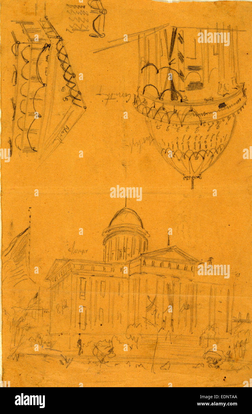 Illinois statehouse, Springfield, Ill, with details showing draped ...