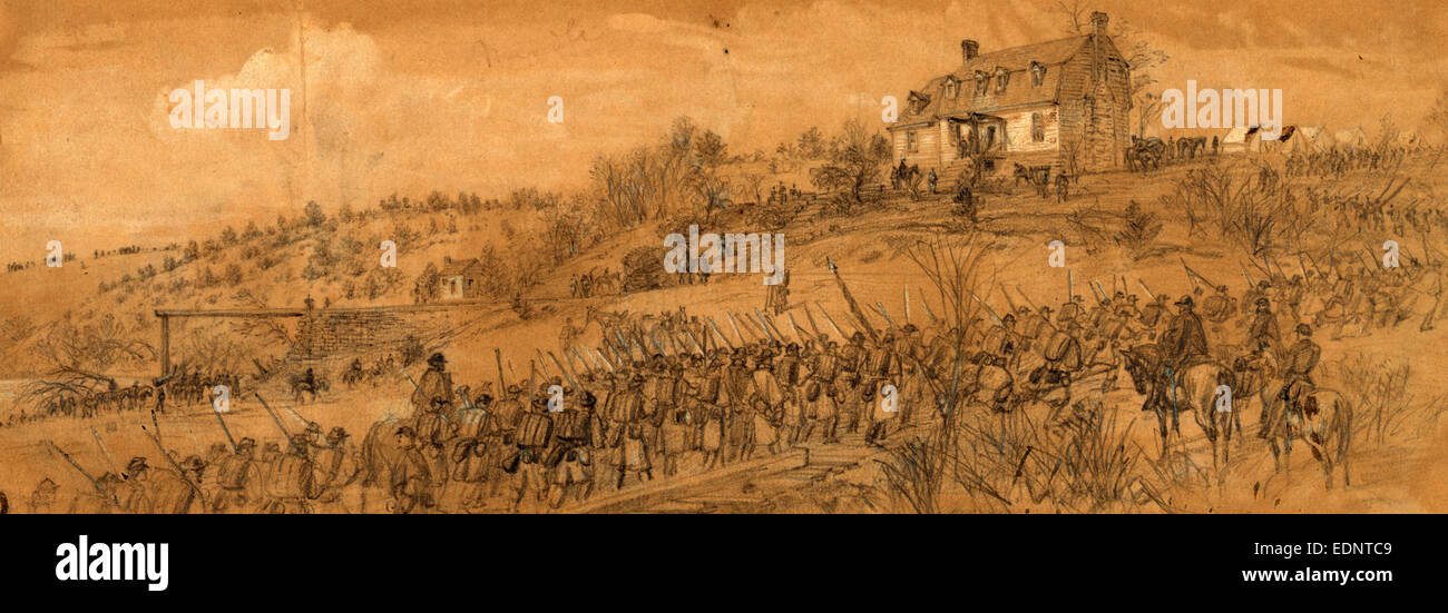 Scene at Germanna Ford, 6th Corps returning from Mine Run, 1863 ...