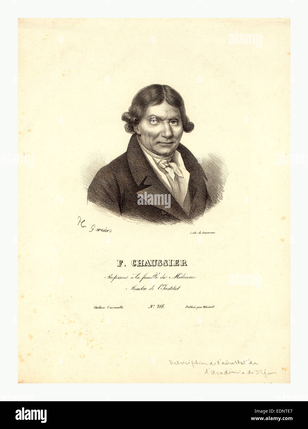 Head-and-shoulders profile portrait of French balloonist J.A.C. Charles ...