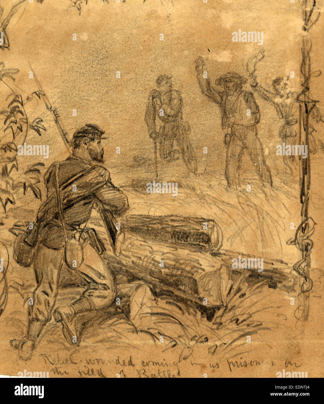 Rebel wounded coming in as prisoners on the field of battle, 1863 ca ...