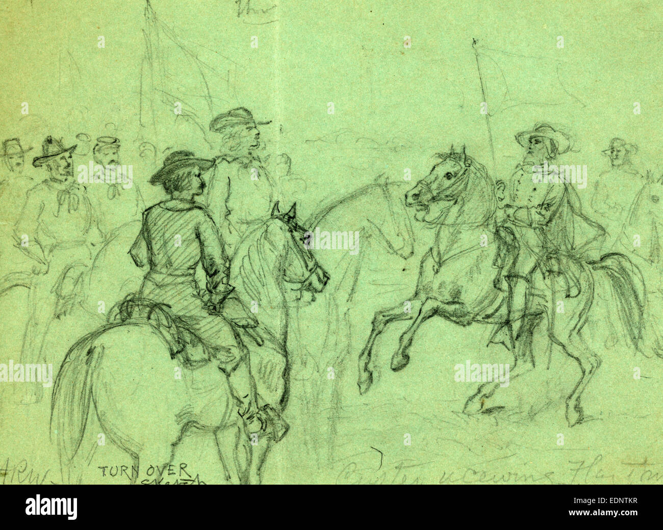 Custer receiving Flag of Truce, drawing, 1862-1865, by Alfred R Waud ...