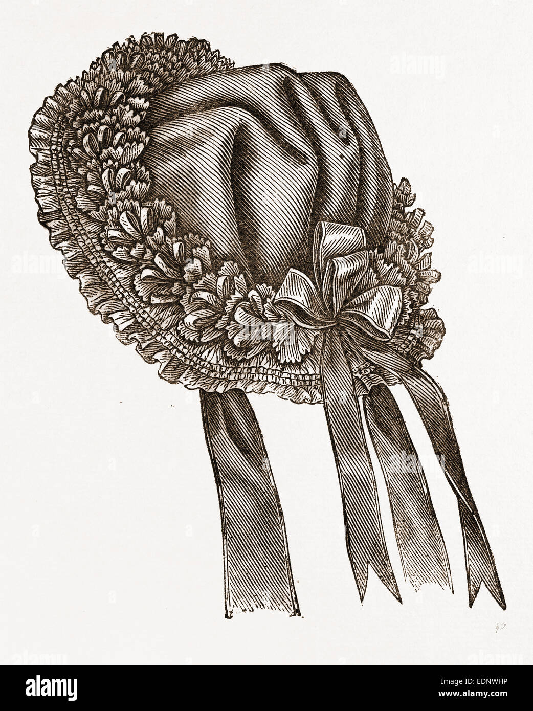 BACK VIEW OF BABY'S BONNET, 19th CENTURY FASHION Stock Photo - Alamy