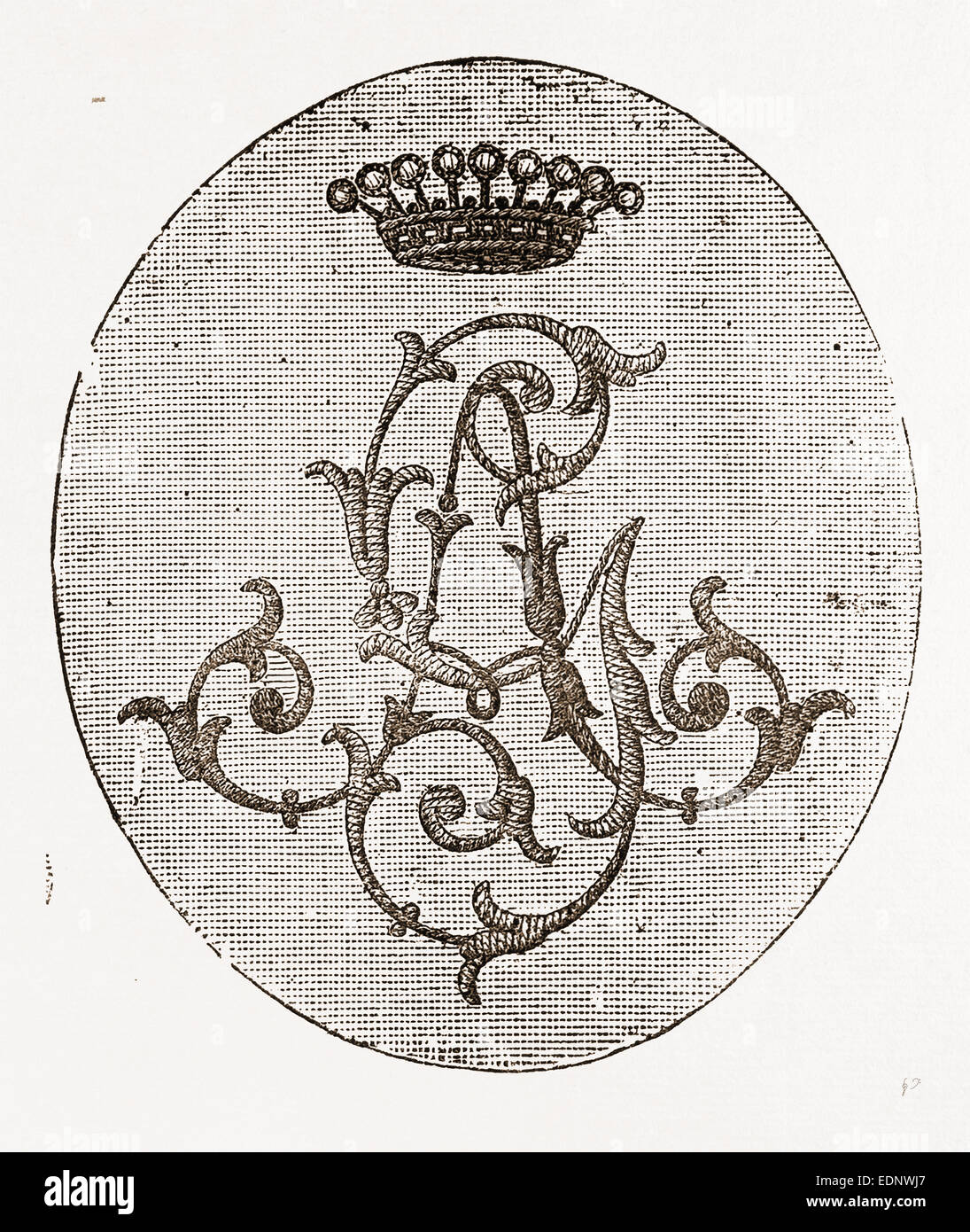 MONOGRAM, NEEDLEWORK, 19th CENTURY EMBROIDERY Stock Photo - Alamy