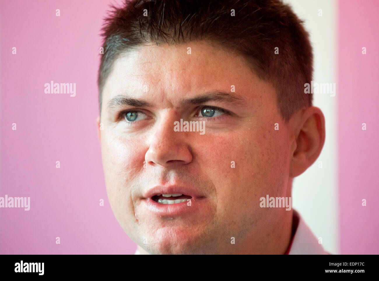Czech rally driver Martin Prokop speaks during press conference in ...