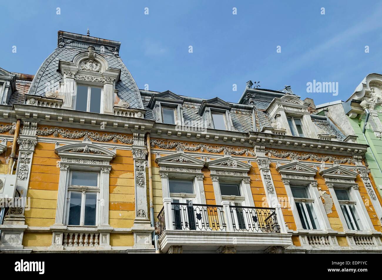 Ancient renovated building with rich decoration in Ruse town, Bulgaria ...