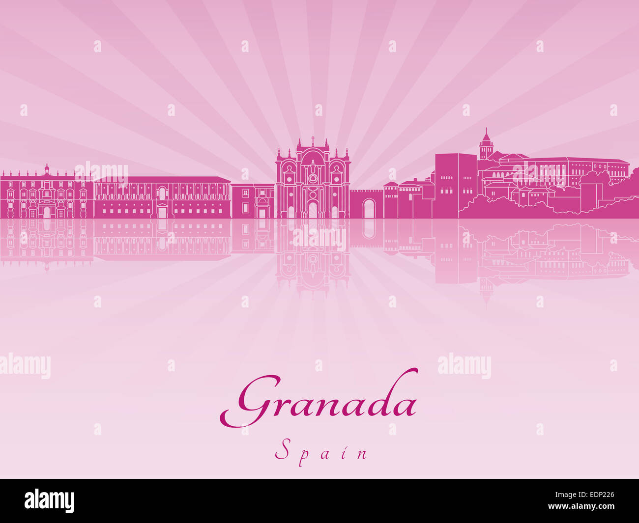 Granada skyline in purple radiant orchid Stock Photo - Alamy