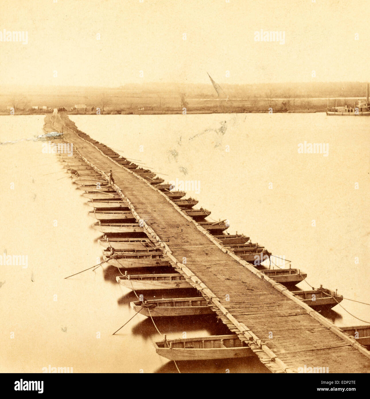 View of James River pontoon bridge, from south side, above Jones ...