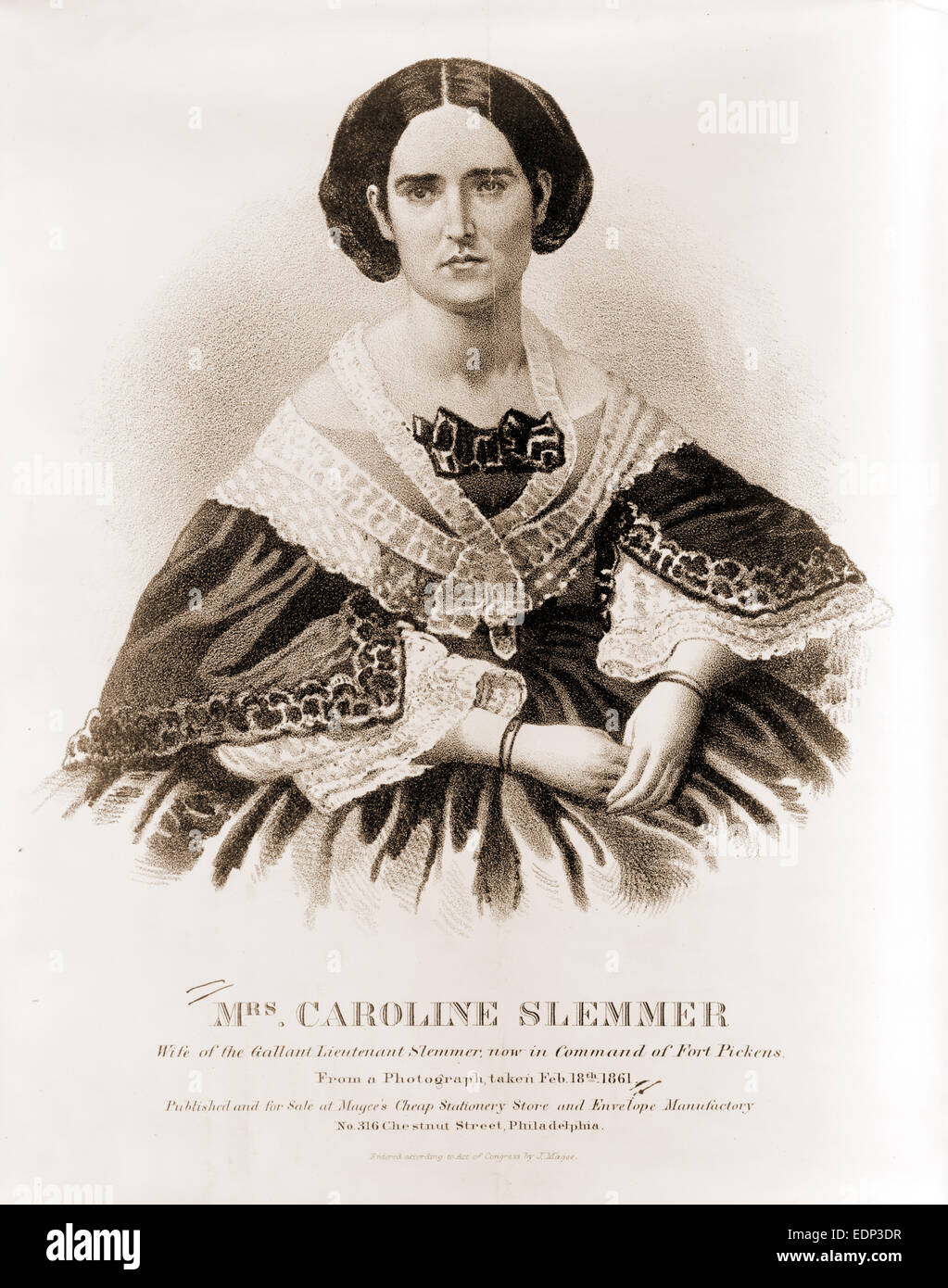 Mrs. Caroline Slemmer wife of the gallant Lieutenant Slemmer, now in ...