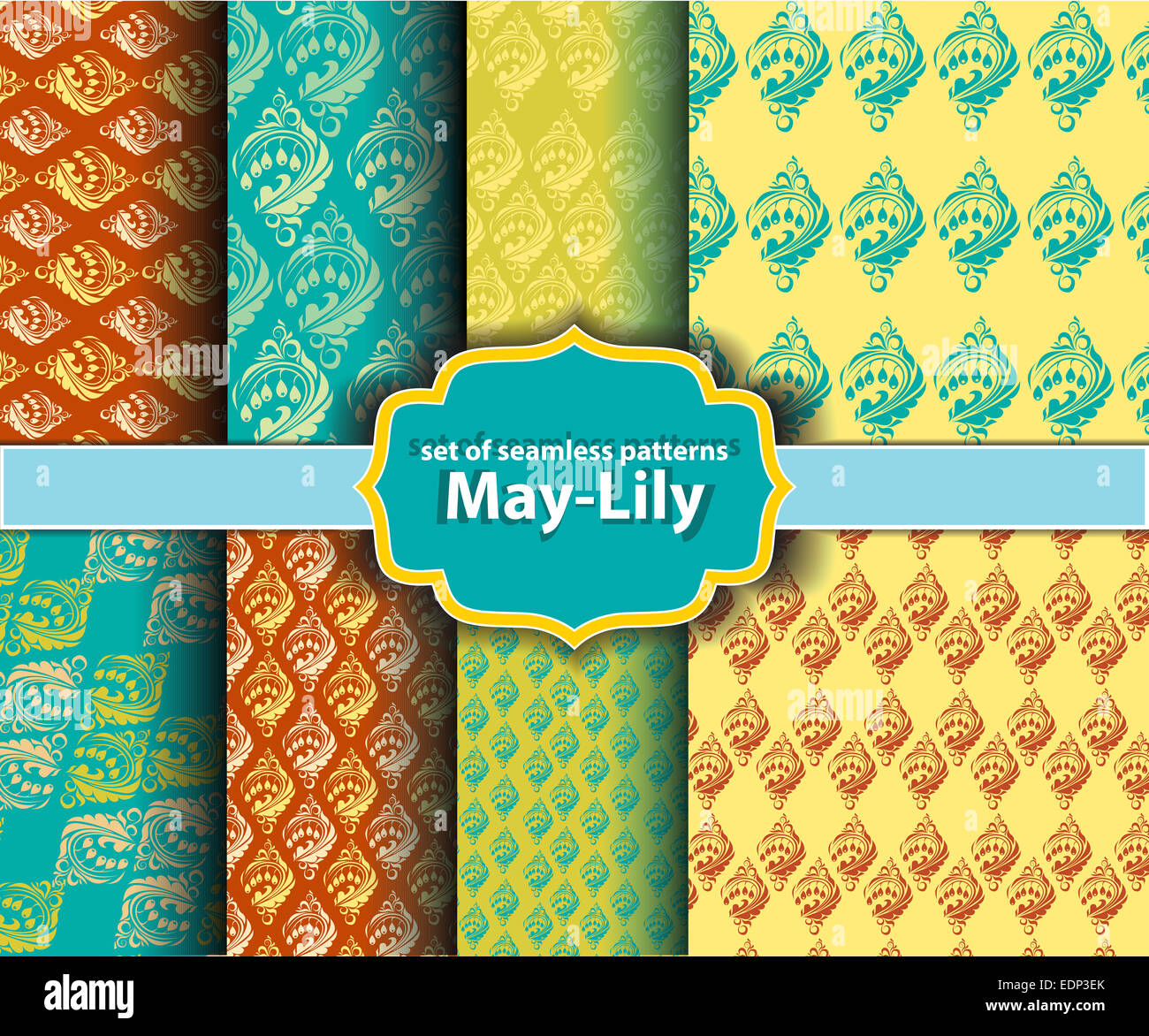 set of floral patterns - may-lily Stock Photo - Alamy