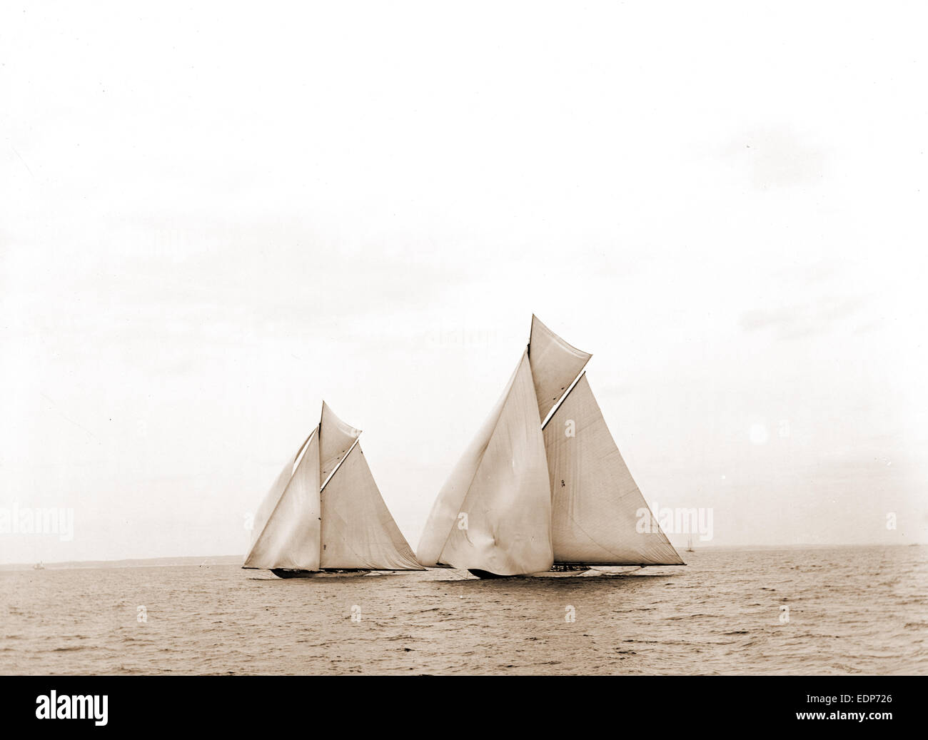 Columbia and Defender, spinnakers set, Columbia (Sloop), Defender ...