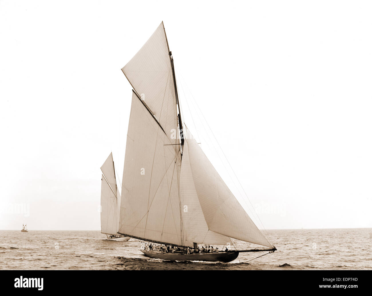 Columbia and Shamrock I maneuvering before the start, Columbia (Sloop ...