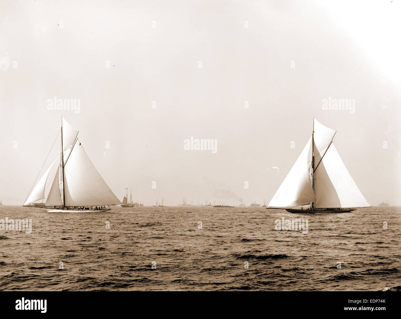 Columbia and Shamrock I, the start, Columbia (Sloop), Shamrock I (Yacht ...