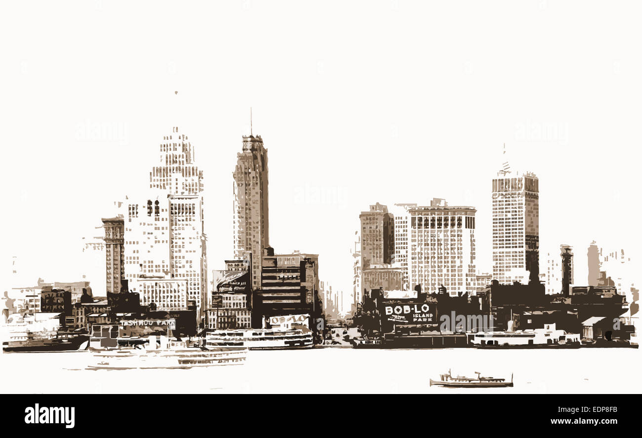 Detroit, Rivers, Skyscrapers, United States, Michigan, Detroit River ...