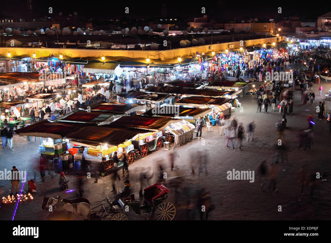 The Jemaa el Fna square in the night - Marrakesh, Morocco Stock Photo ...