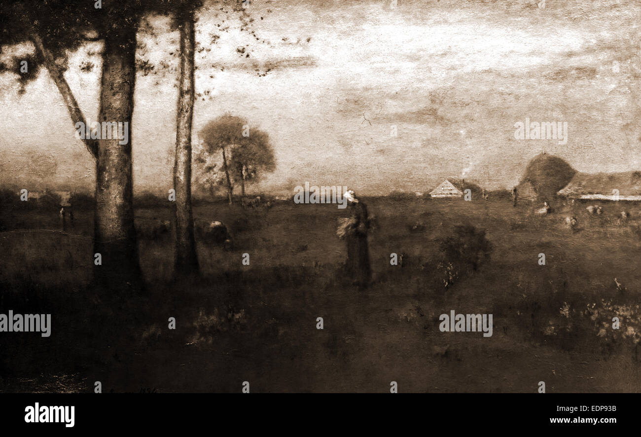 Sundown, Inness, George, 1825-1894, Sunrises & sunsets, 1900 Stock ...