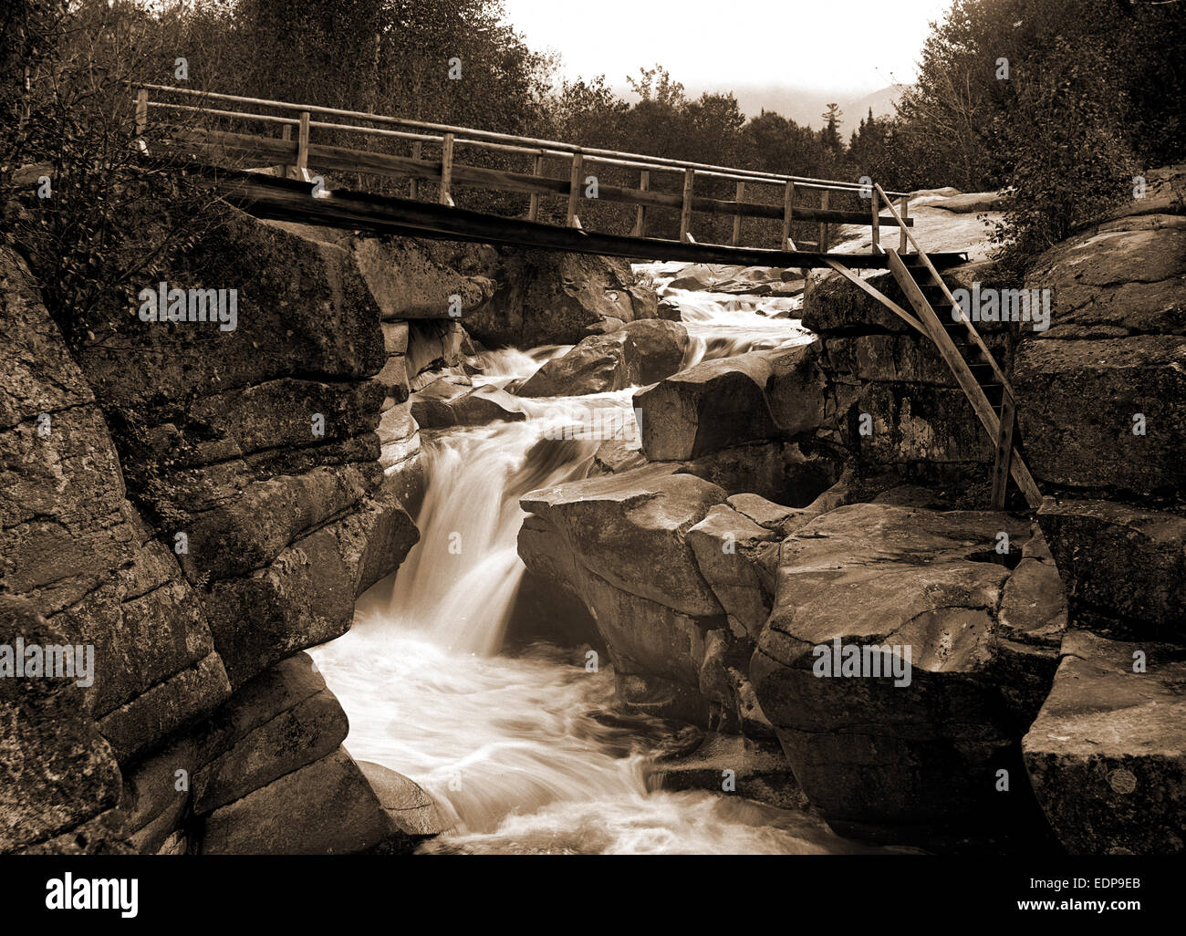 Upper falls of the Ammonoosuc, White Mountains, Pedestrian bridges ...